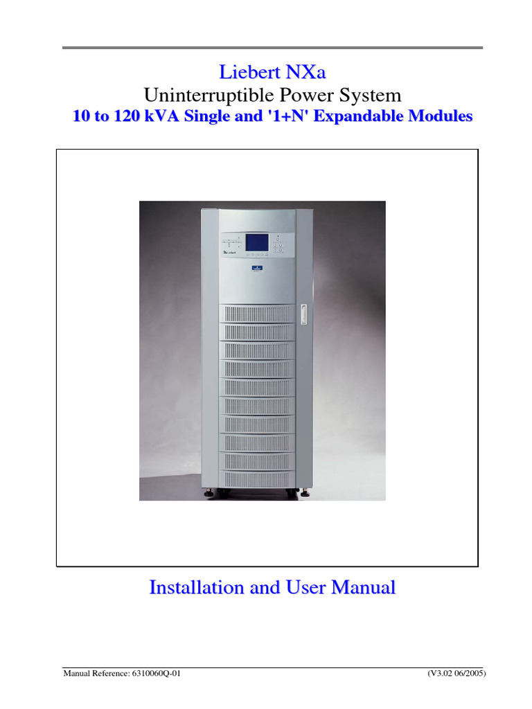 Liebert NXa UPS 10-120kVA - Installation and User Manual | PDF