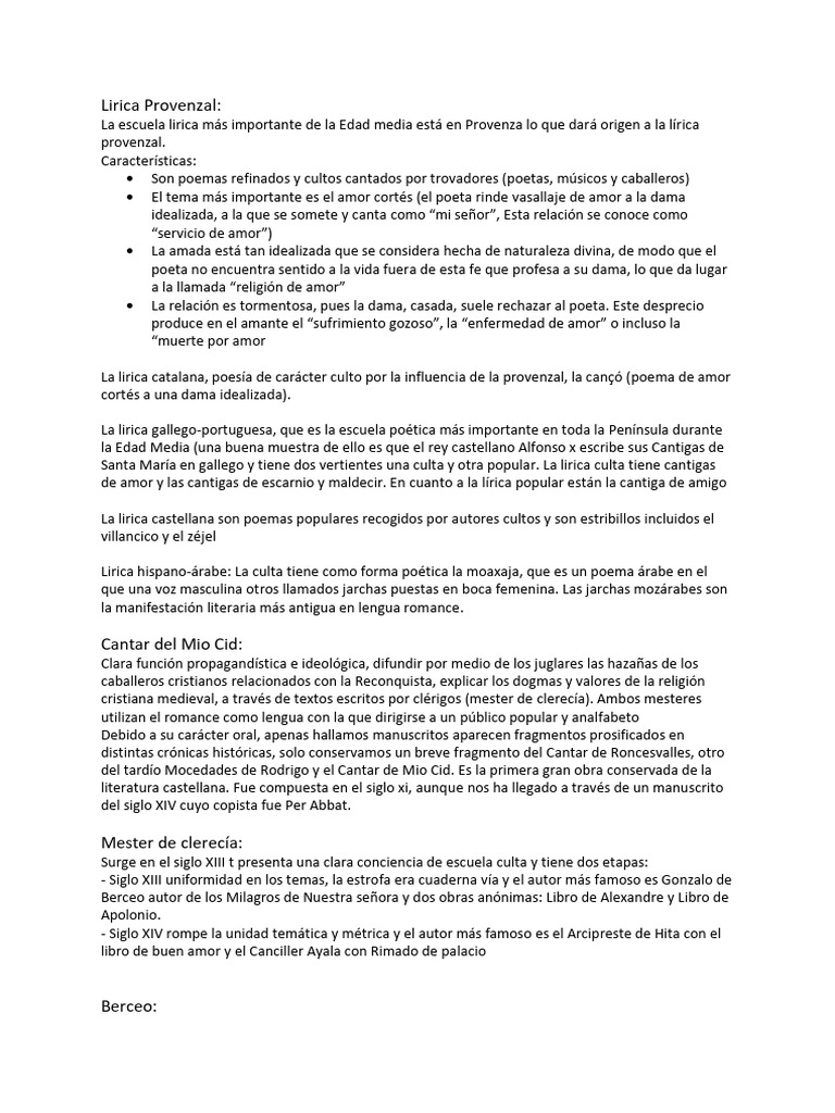 Lirica Provenzal | PDF | Literatura europea | Literatura española
