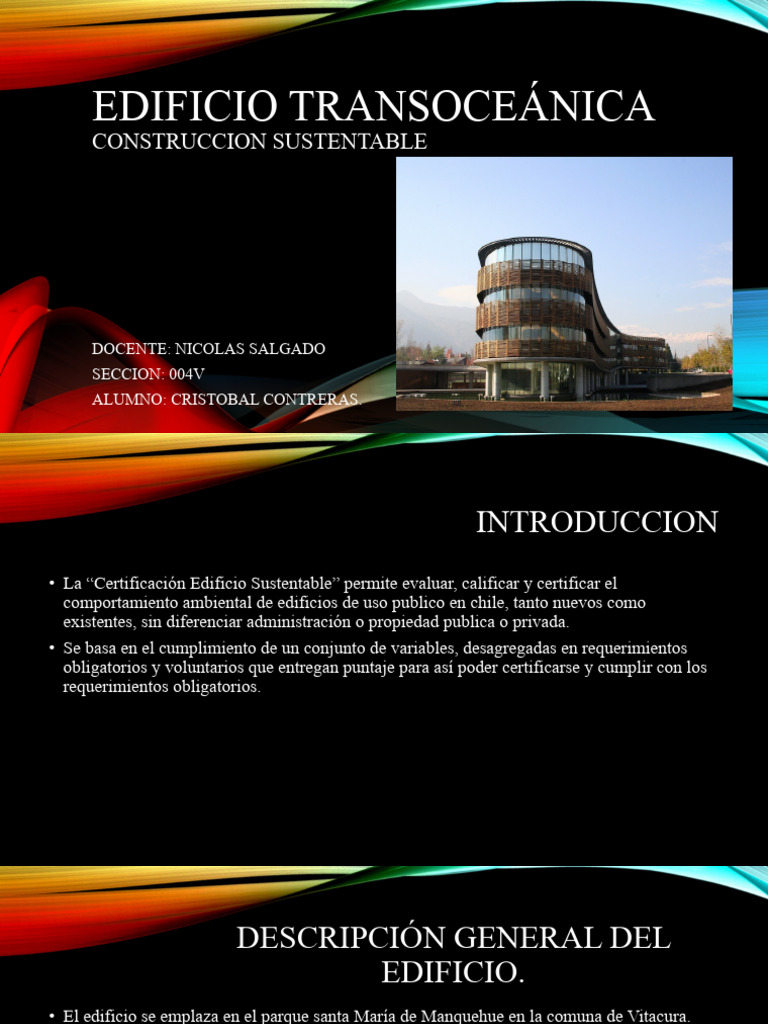 Edificio Transoceánica: Sustentabilidad en Chile | PDF | Encendiendo | Agua