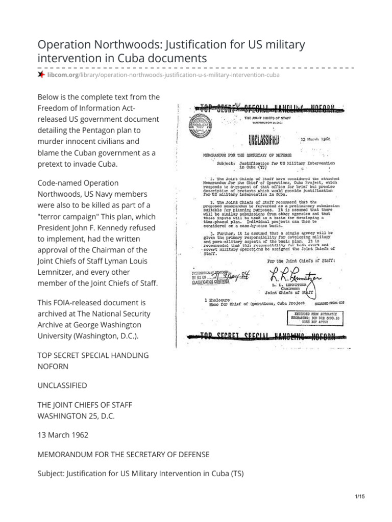 Operation Northwoods: US Military Plan | PDF | National Security | Military