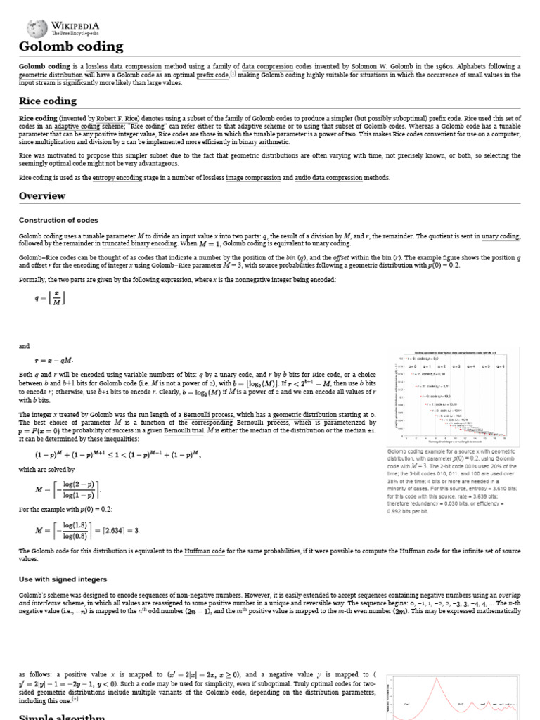 Golomb Coding Download Free Pdf Mathematics Algorithms 9566