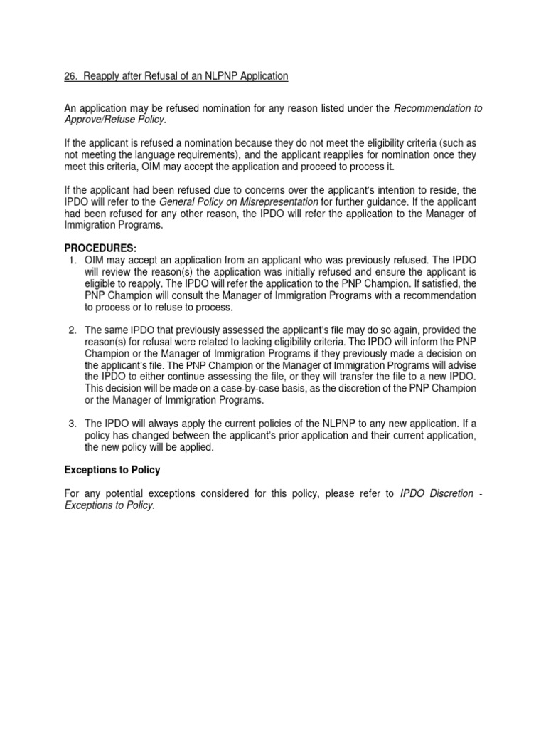 Reapplying After NLPNP Refusal | PDF | Finance & Money Management
