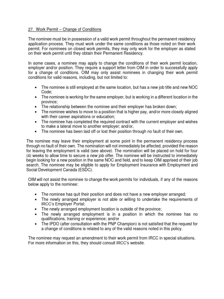 Work Permit - Change of Conditions | PDF | Cultural Globalization | Justice