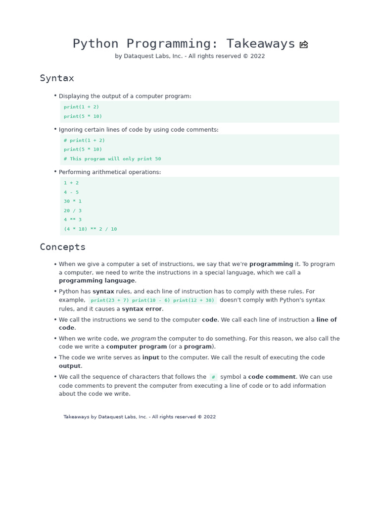 1 Python Programming Takeaway | PDF