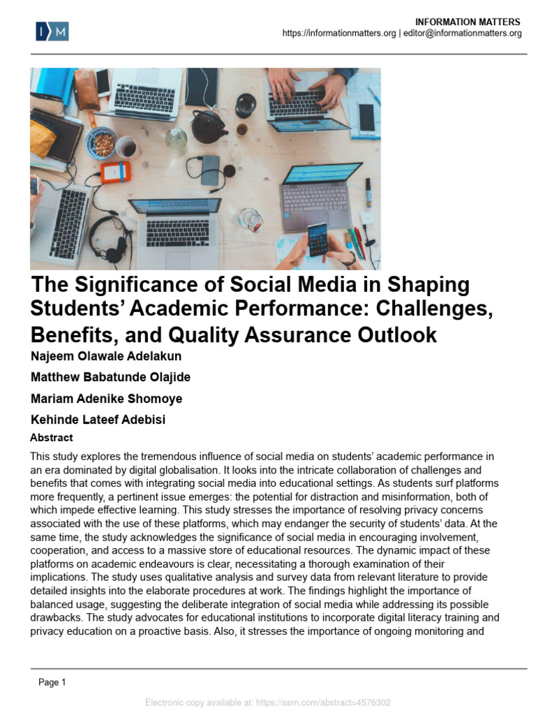 The Significance of Social Media in Shaping Students' Academic ...