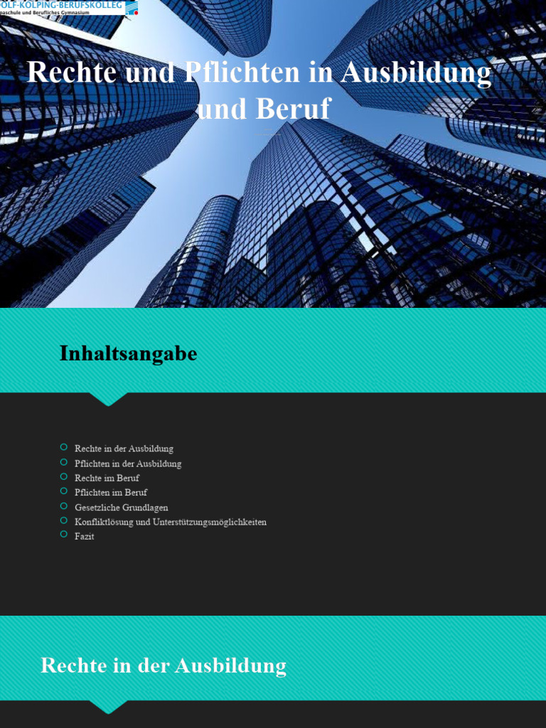 Rechte Und Pflichten in Ausbildung Und Beruf | PDF