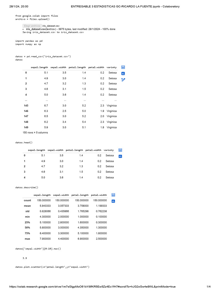 ENTREGABLE 3 ESTADISTICAS GC-RICARDO LA FUENTE - Ipynb - Colaboratory | PDF | Information ...