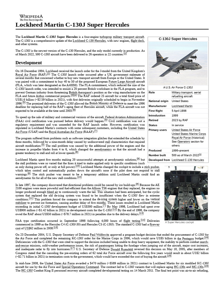 C-130J Super Hercules Overview | PDF | Lockheed C 130 Hercules | Aeronautics