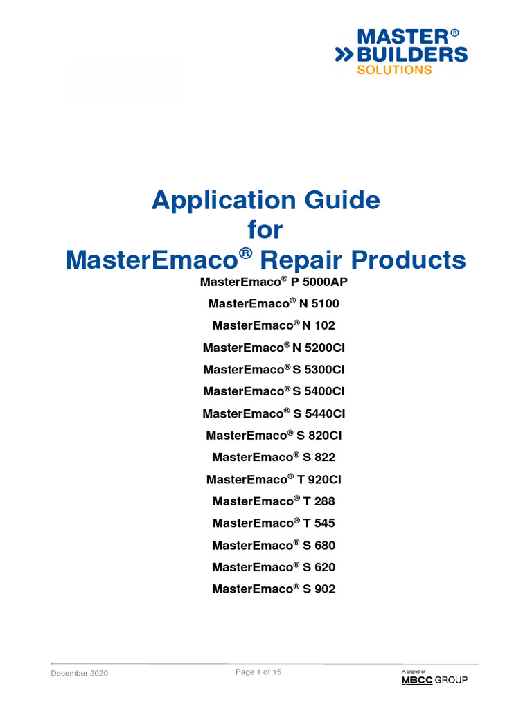 Masteremaco Application Guide | PDF | Concrete | Corrosion