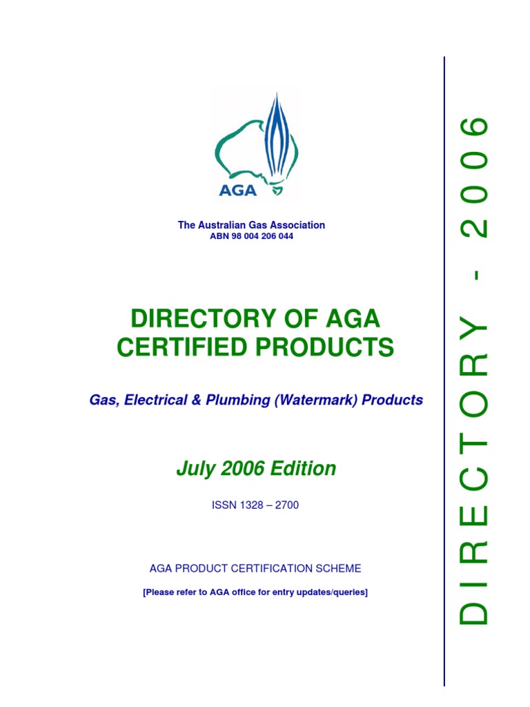 AGA Certified Products Directory 2006 | PDF | Kitchen Stove | Water Heating