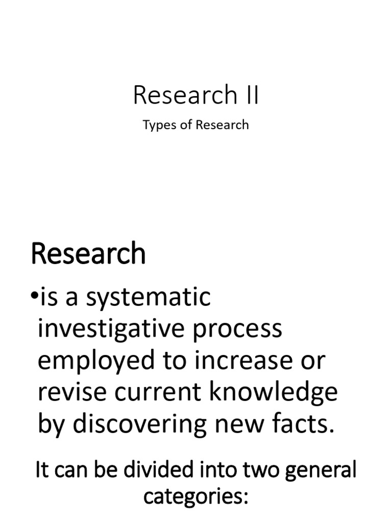 Research II Quarter 1 Lesson Material Types of Research | PDF