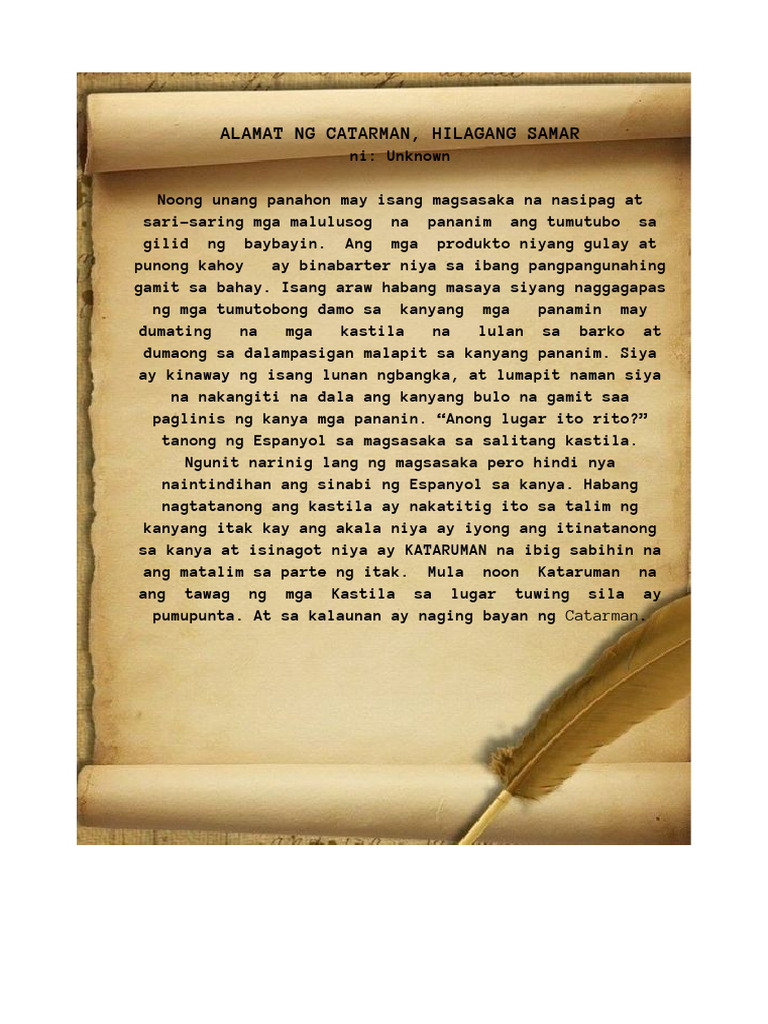 Alamat NG Catarman, Hilagang Samar | PDF