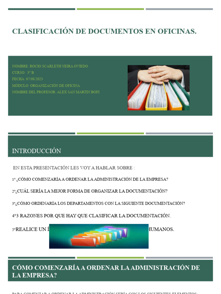 Clasificación de Documentos en Oficinas 2 | PDF