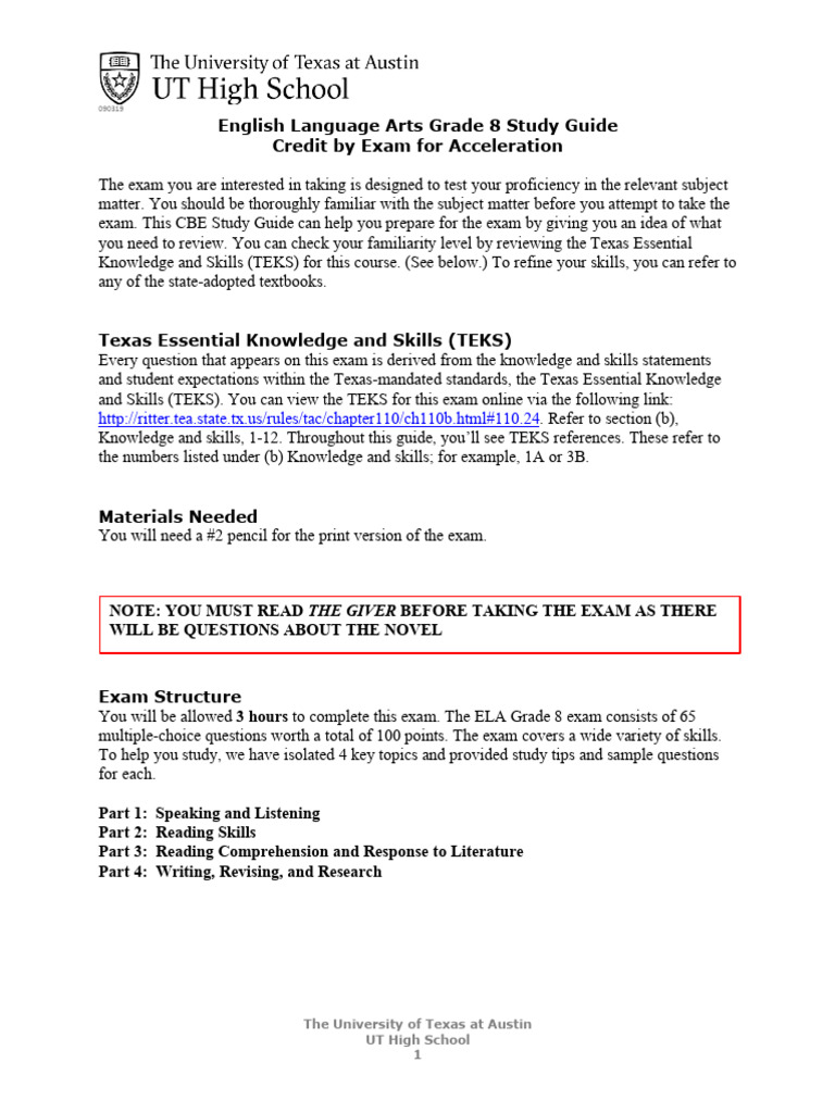 uths-eighth-ela | PDF | Reading Comprehension | Human Communication