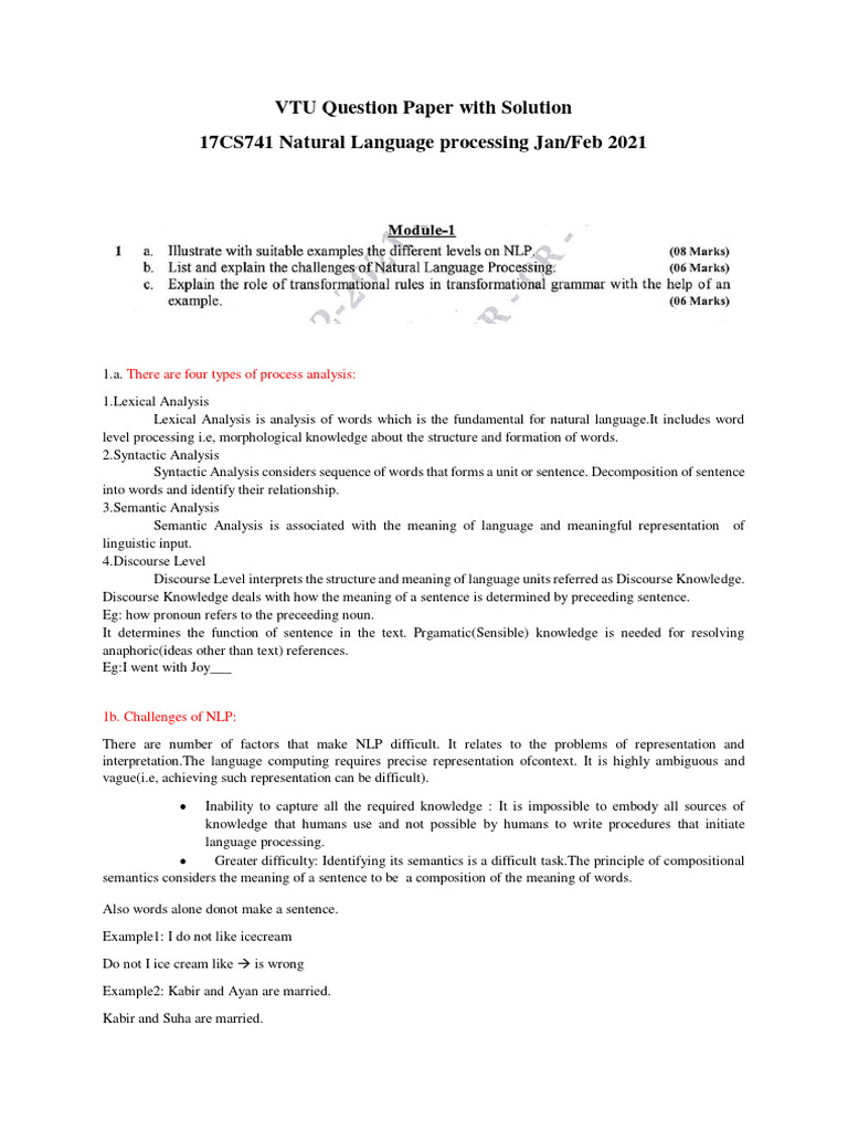 NLP QuestionPaper with Answer (1) | PDF