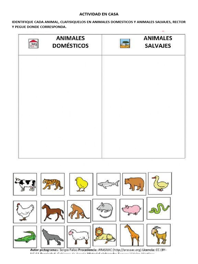 Actividad en Casa Animales Domesticos, Salvajes | PDF | Salud y bienestar