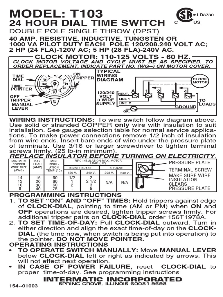 T103 Instructions | PDF | Switch | Alternating Current