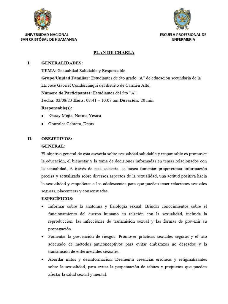 Plan de Charla 1 | PDF