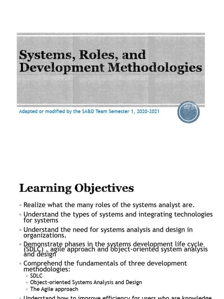 LU1 Systems, Roles and Development Methodologies | PDF