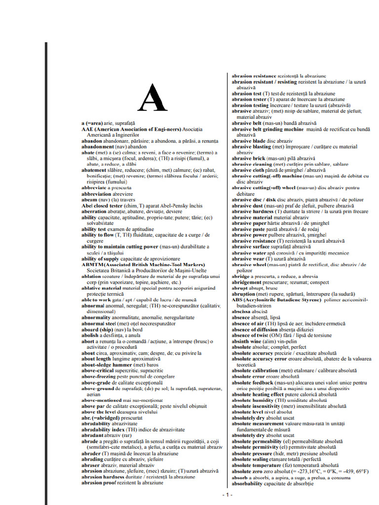 Dictionar Tehnic 1 | PDF