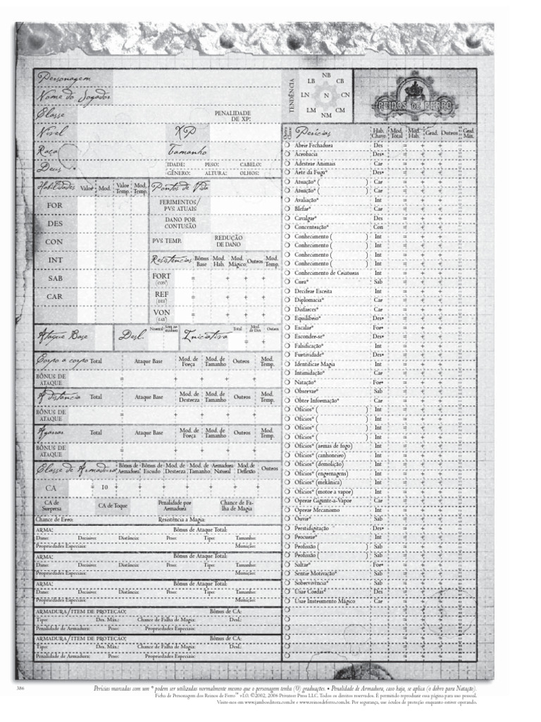 Reinos de Ferro D20 Ficha | PDF
