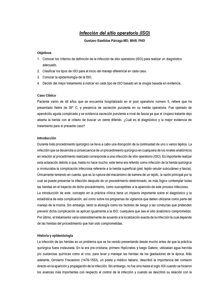 L3.2 Bastidas 2019 Infeccion de Sitio Operatorio | PDF | Cirugía | Cirugía de bypass de la ...