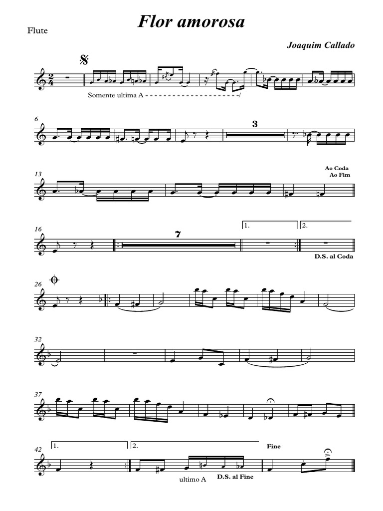 Flor amorosa-Joaquim Callado - Flute - 2023-05-19 1433 - Flute | PDF
