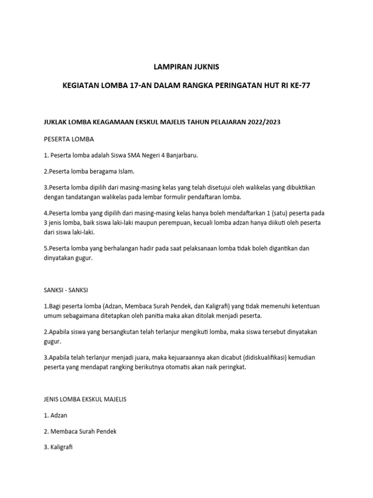 JUKNIS LOMBA 17 AGUSTUSAN-WPS Office | PDF