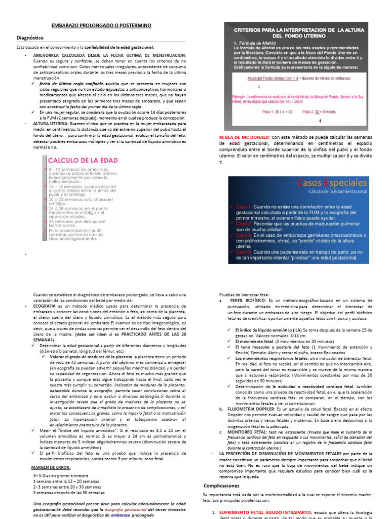 Embarazo Prolongado o Postermino | PDF