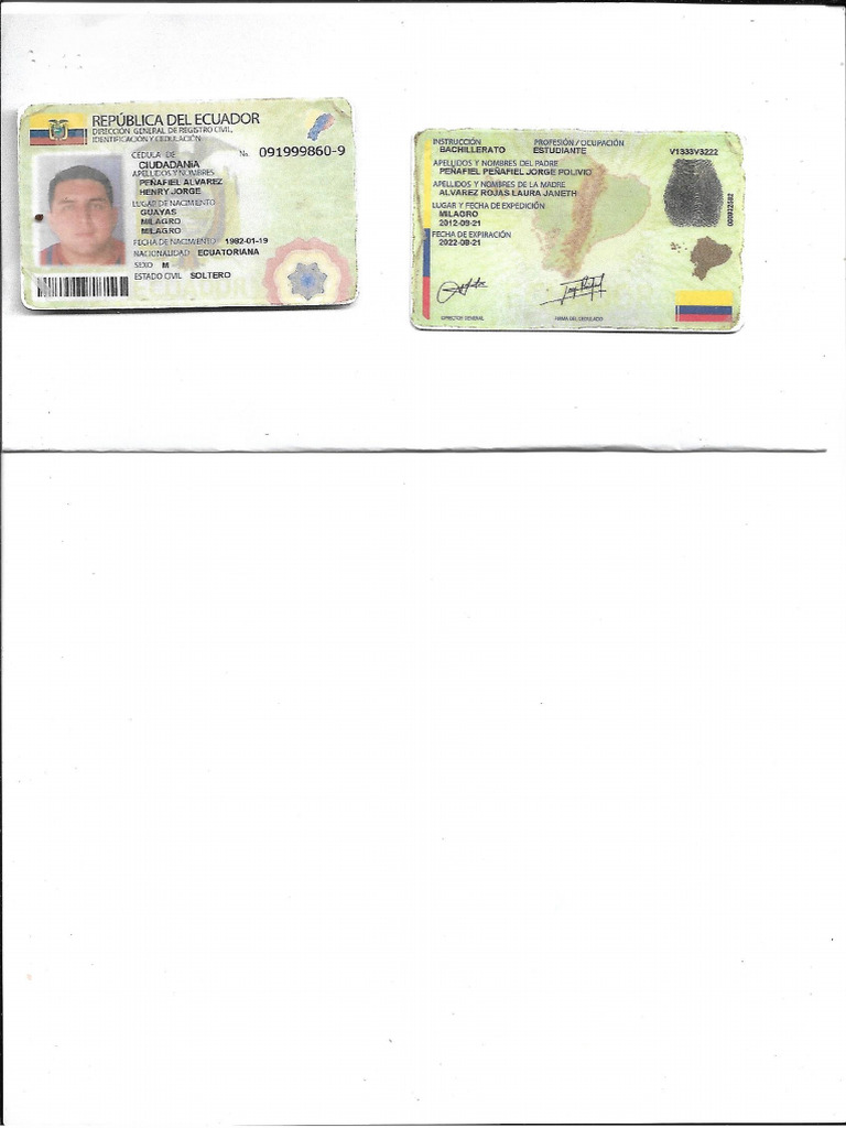 Cedula Jorge Peñafiel | PDF