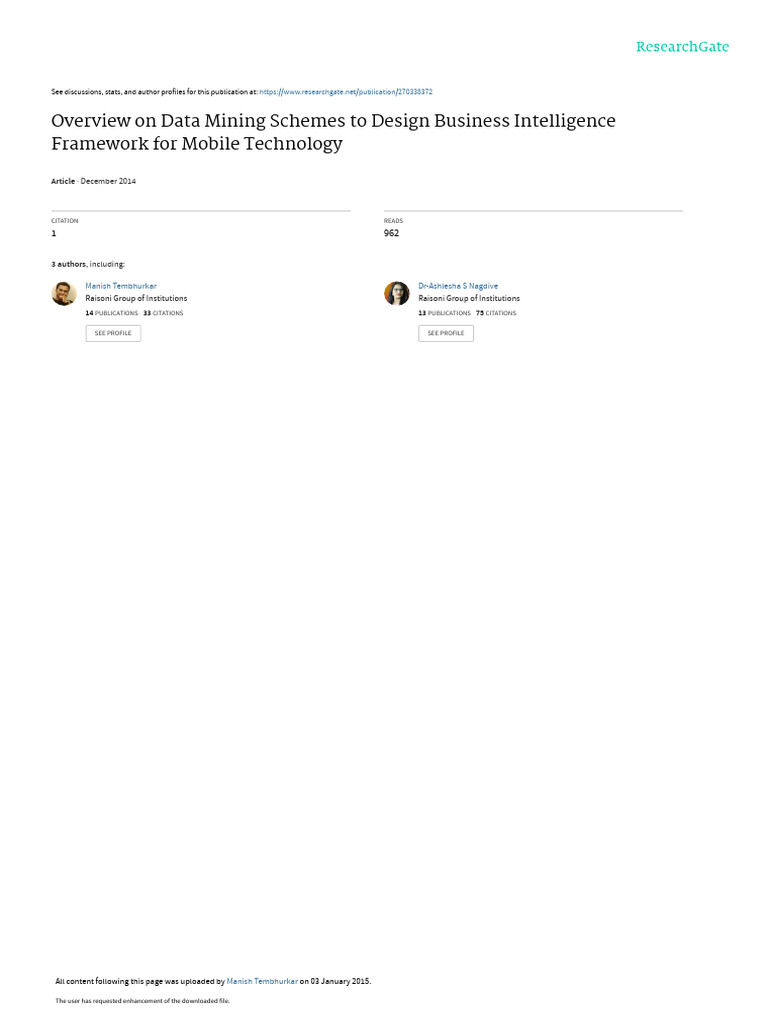 2014 Overview On Data Mining Schemes To Design Business Intelligence ...