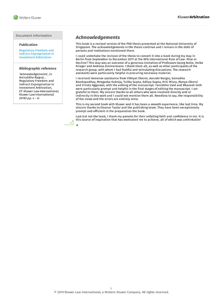 Rajput - Regulatory Freedom and Indirect Expropriation | PDF ...