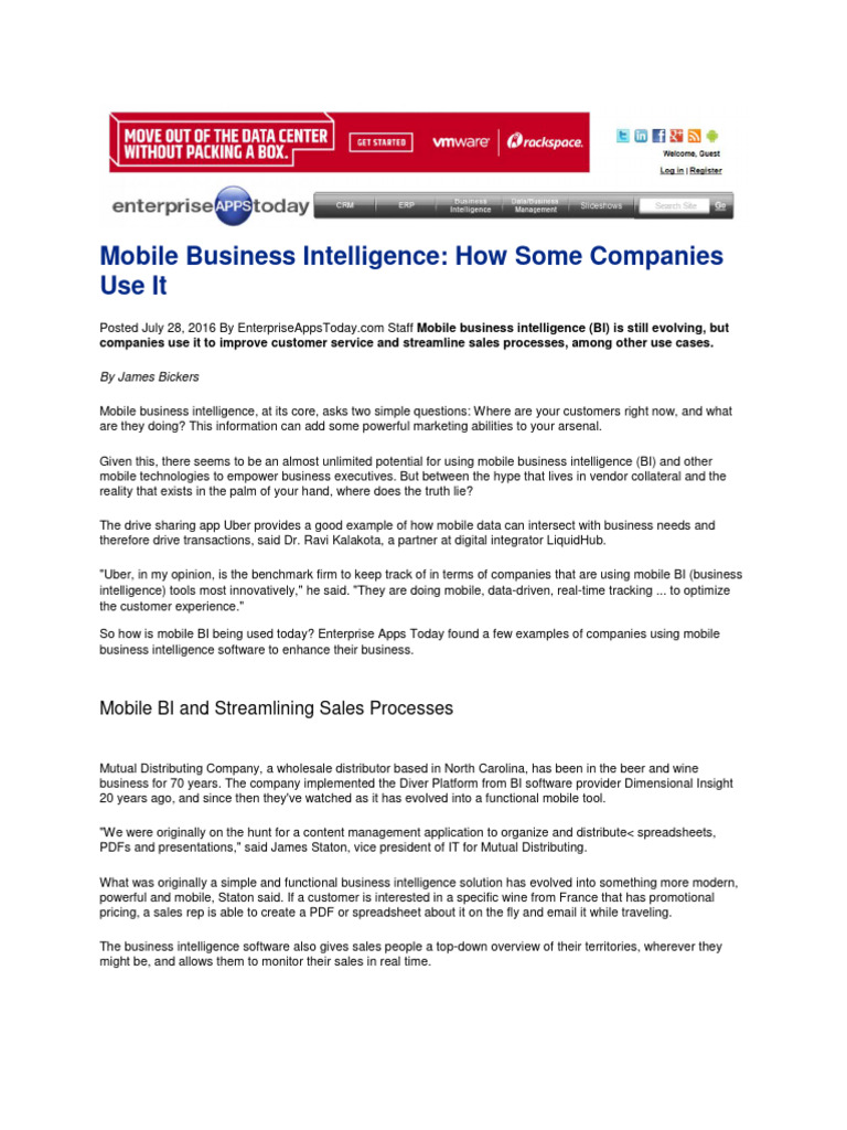 07 2016 Mobile Business Intelligence How Some Companies Use It | PDF | Business Intelligence ...