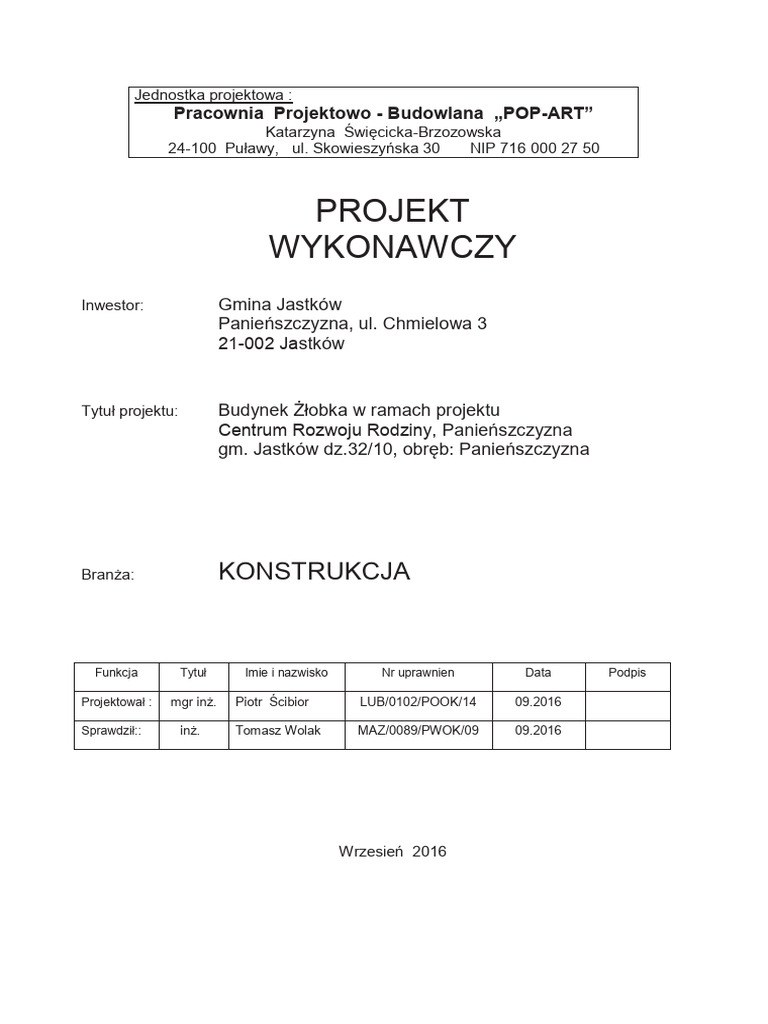 Żłobek CRR Konstr Proj Wykon | PDF
