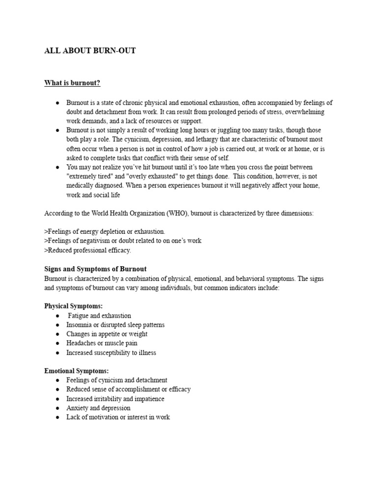 All About Burn-Out | PDF