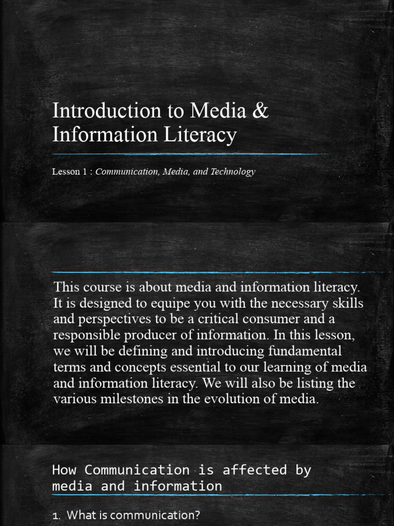 Introduction To Media Information Literacy | PDF | Mass Media | Information