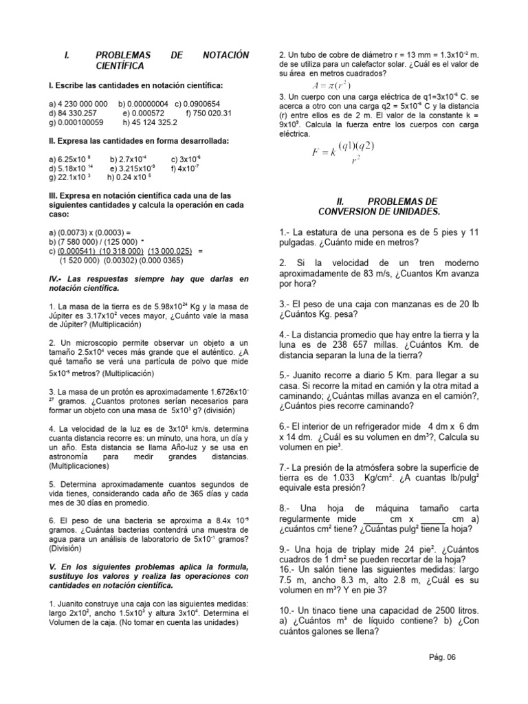 005 Problemas de Notacion Cientifica y Conversion de Undidades (2020-1P ...