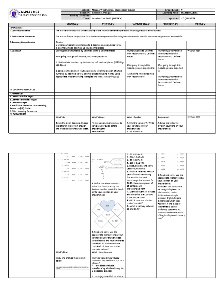 DLL_MATHEMATICS-6_Q1_W6-1 | PDF