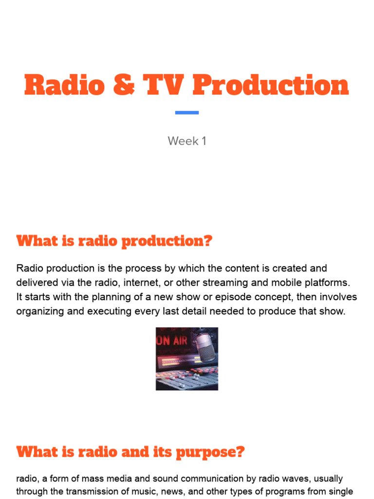 Radio TV Production Week 1 | Download Free PDF | Broadcasting | Talk Radio