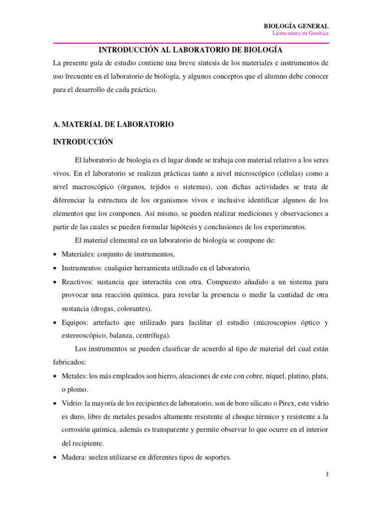 TP - Material de Vidrio y Microscopía | PDF | Microscopio | Biología ...