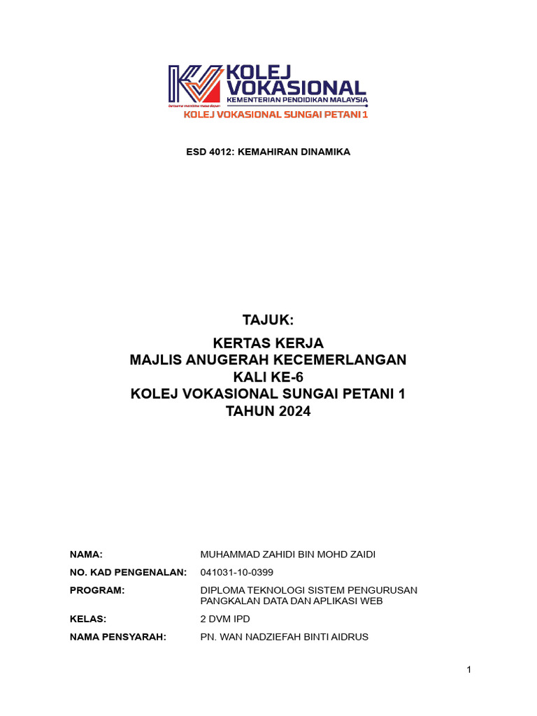 Majlis Anugerah Kecemerlangan 2024 | PDF