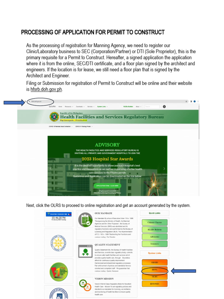 PROCESSING OF APPLICATION FOR PERMIT TO CONSTRUCT | PDF | Medical ...