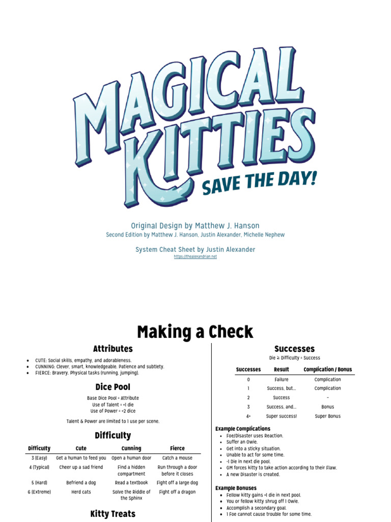 magical-kitties-cheat-sheet-v2 | PDF magical-kitties-cheat-sheet-v2 | PDF
