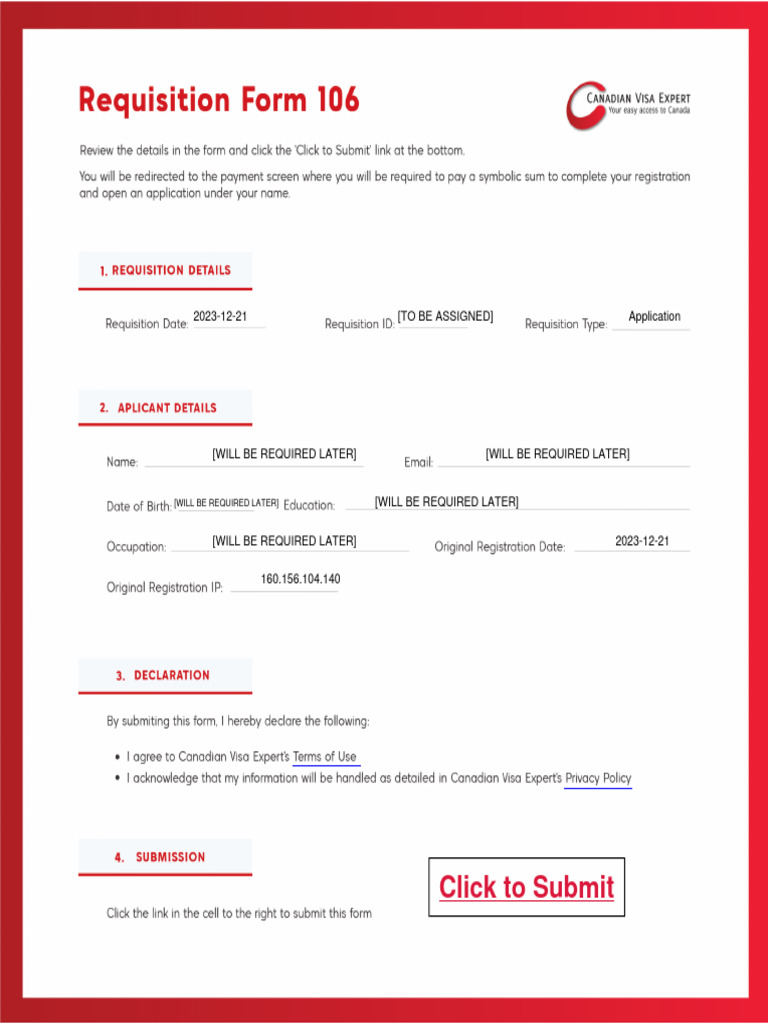 Canadian Visa Expert 106 Form | PDF