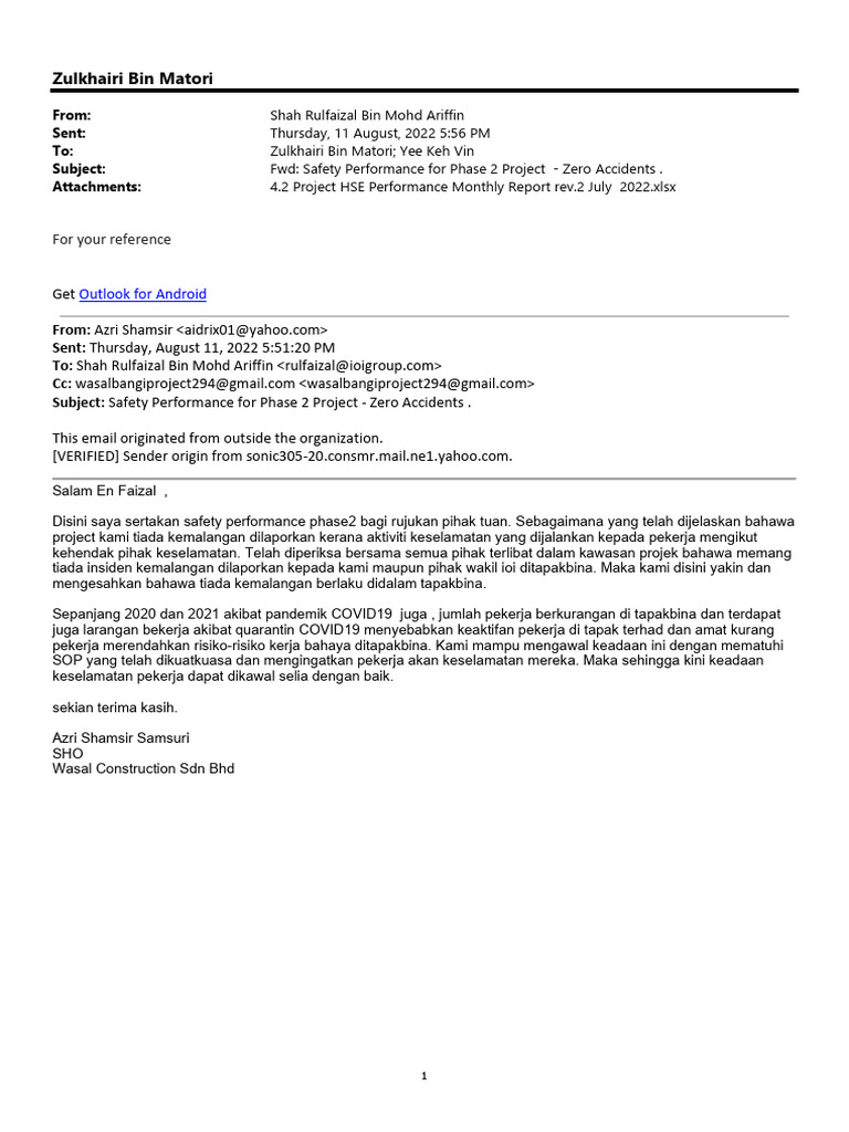 Safety Performance For Phase 2 Project | PDF