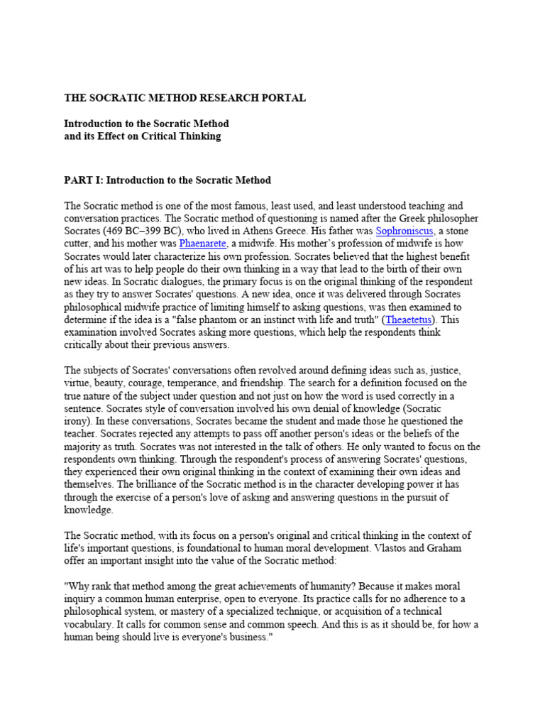 Understanding the Socratic Method | PDF | Socrates | Critical Thinking
