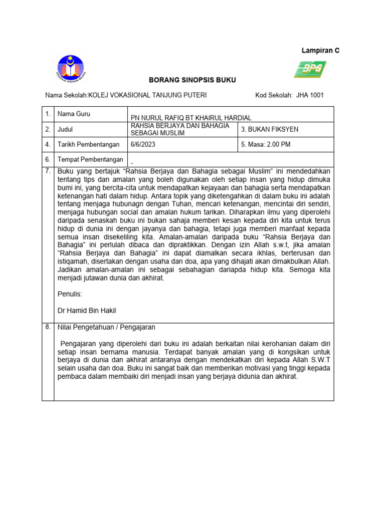 Sinopsis Buku 3-SPLKPM | PDF