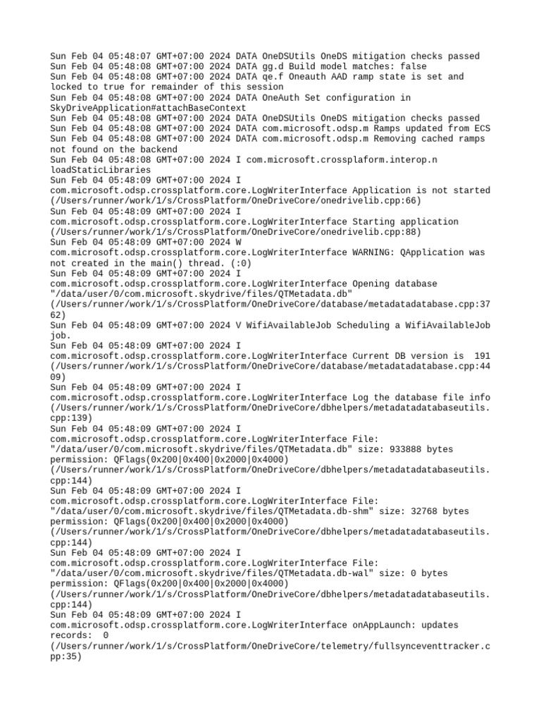 OneDrive Application Launch Logs | PDF | Technology & Engineering