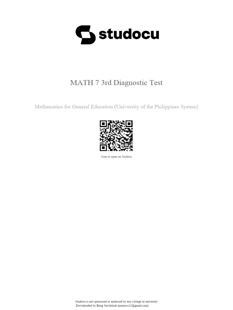 Math 7 Diagnostic Test: Geometry Focus | PDF | Angle | Circle