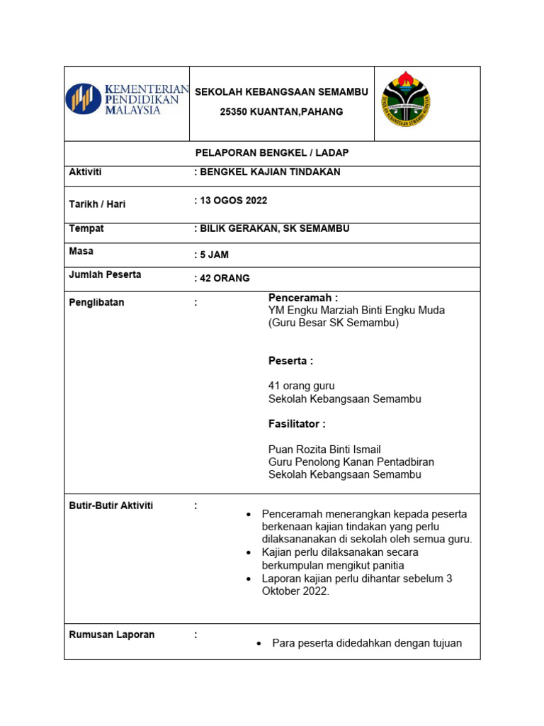 Laporan Ladap Kajian Tindakan | PDF